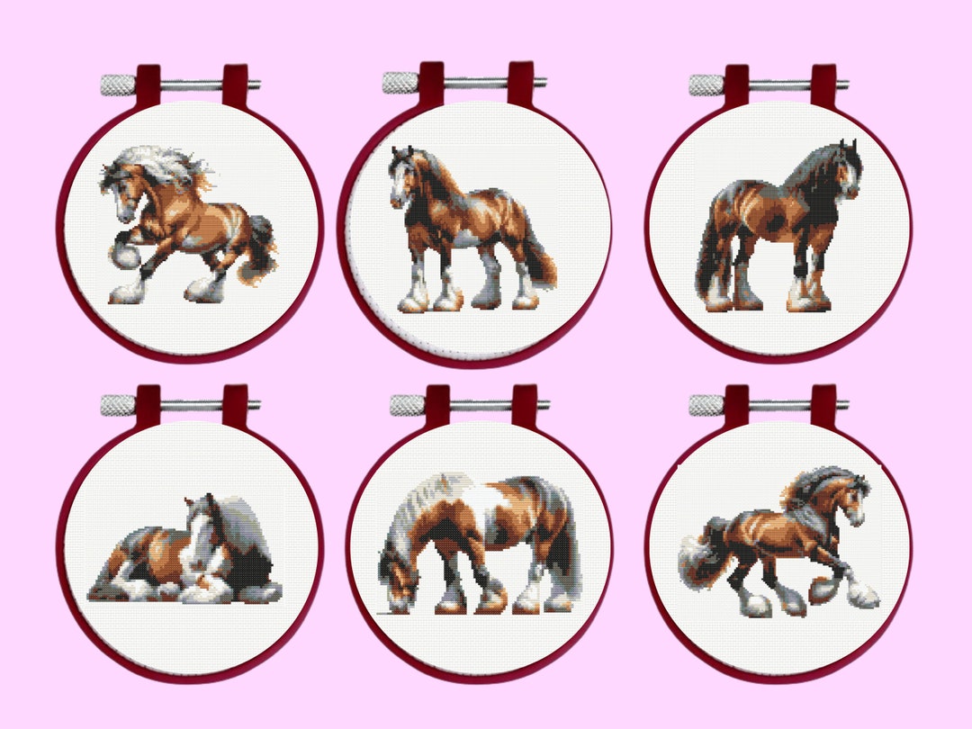 Shire Horse Cross Stitch Pattern, 6 Shire Horses Cross Stitch Pattern ...