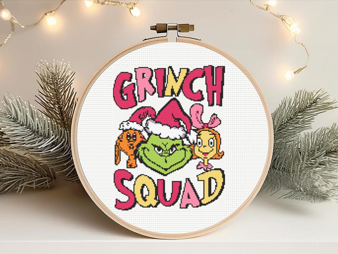 Grinch Cross Stitch Pattern, Grinch Christmas Lights Cross Stitch ...