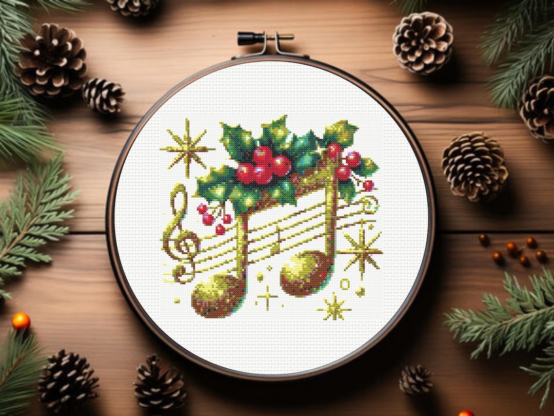 Musical Note Cross Stitch Pattern, Christmas Cross Stitch Pattern ...