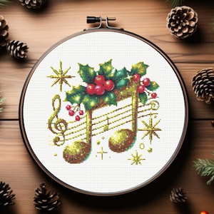 Musical Note Cross Stitch Pattern, Christmas Cross Stitch Pattern ...