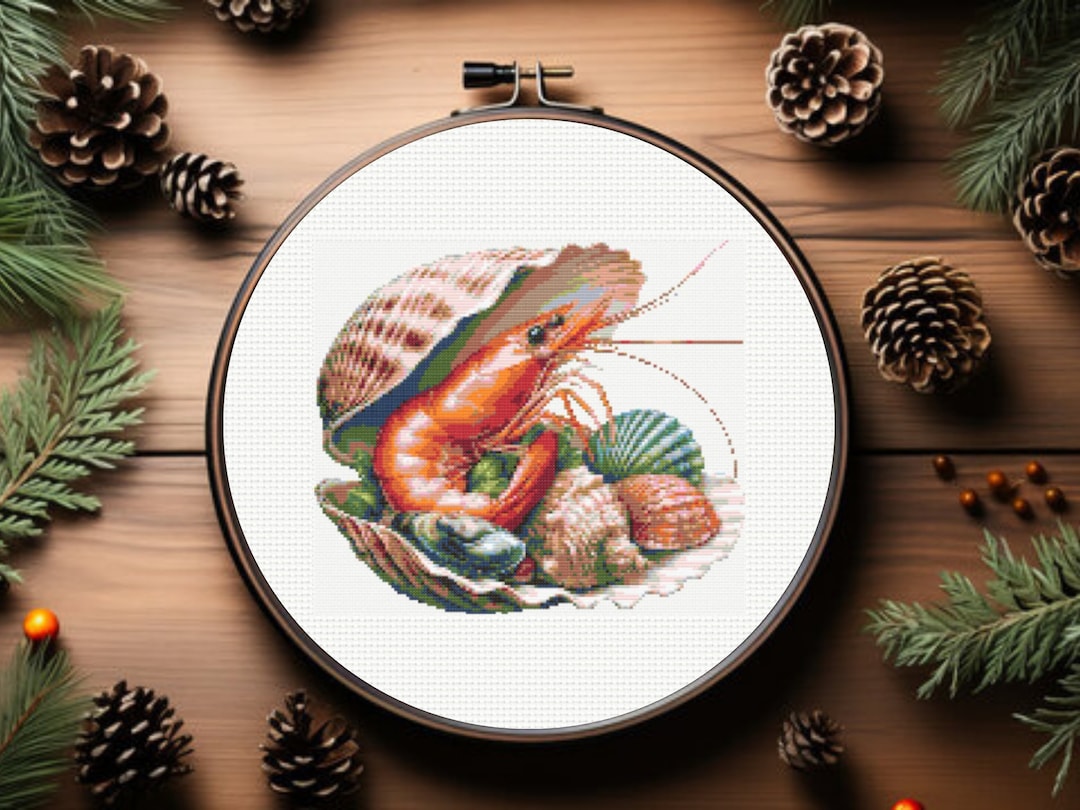 Shrimp Cross Stitch Pattern, Instant Download - Etsy