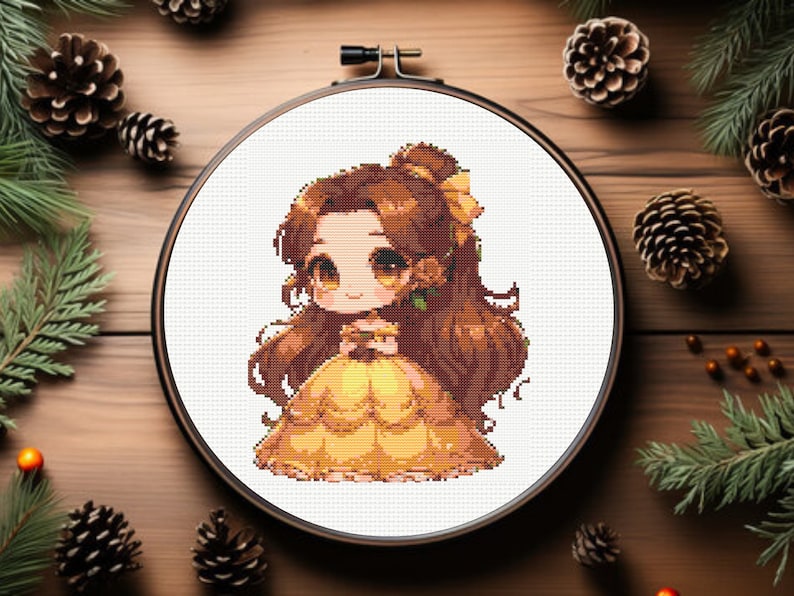 Belle Cross Stitch Pattern, Princess Belle Cross Stitch Pattern ...