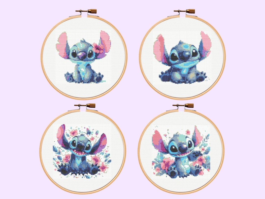 Stitch Cross Stitch Pattern, Set of 4 Stitch Cross Stitch Pattern ...