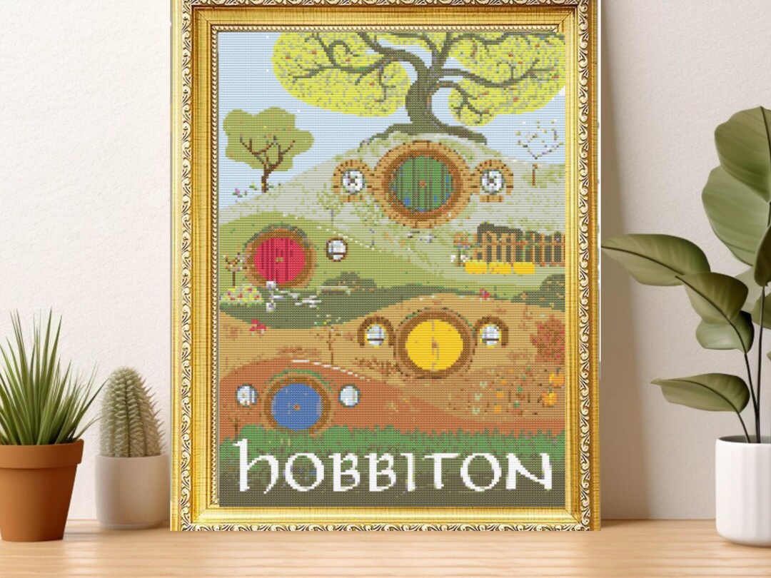 Shire House Cross Stitch Pattern, Fantasy Earth Stitch Pattern, Shire ...
