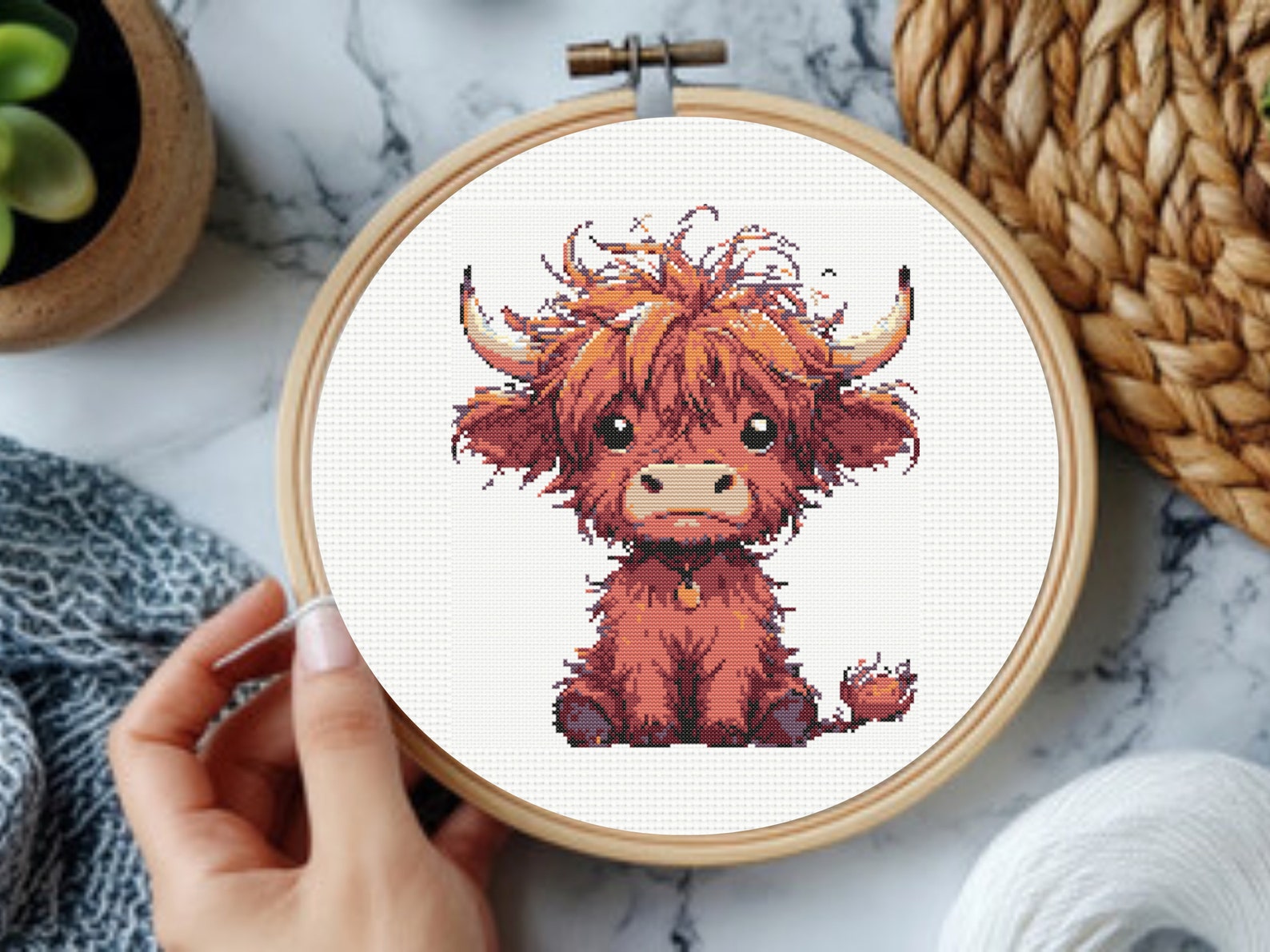Baby Highland Cow Cross Stitch Pattern, Highland Cow Cross Stitch ...