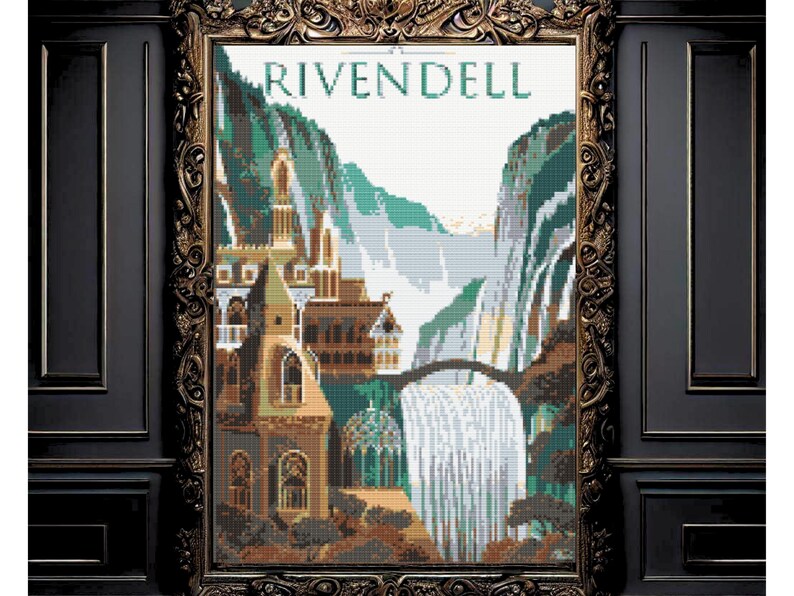 Rivendell Cross Stitch Pattern, Fantasy Earth Cross Stitch Pattern ...