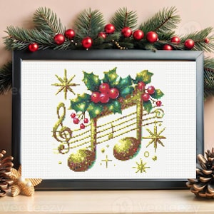 Musical Note Cross Stitch Pattern, Christmas Cross Stitch Pattern ...