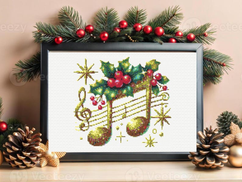 Musical Note Cross Stitch Pattern, Christmas Cross Stitch Pattern ...