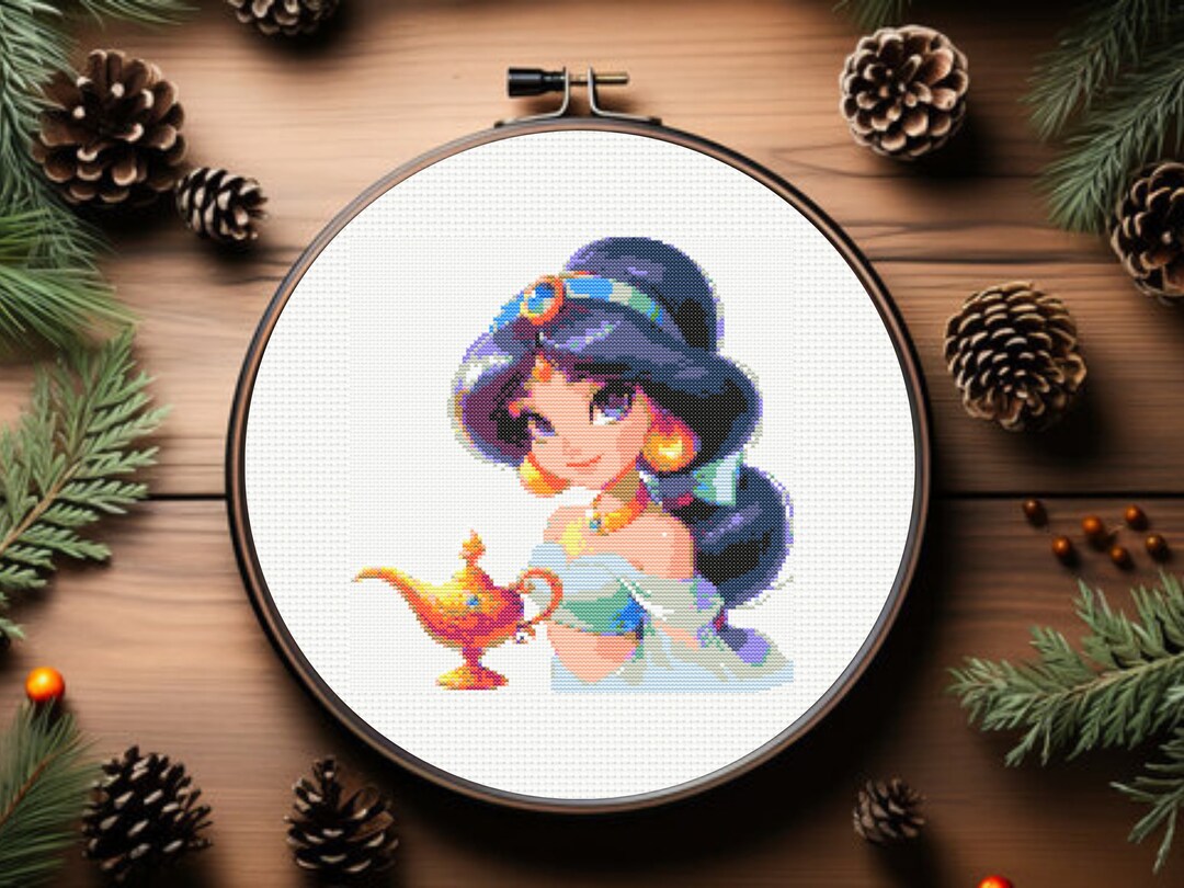 Jasmine Cross Stitch Pattern, Princess Cross Stitch Pattern - Instant ...