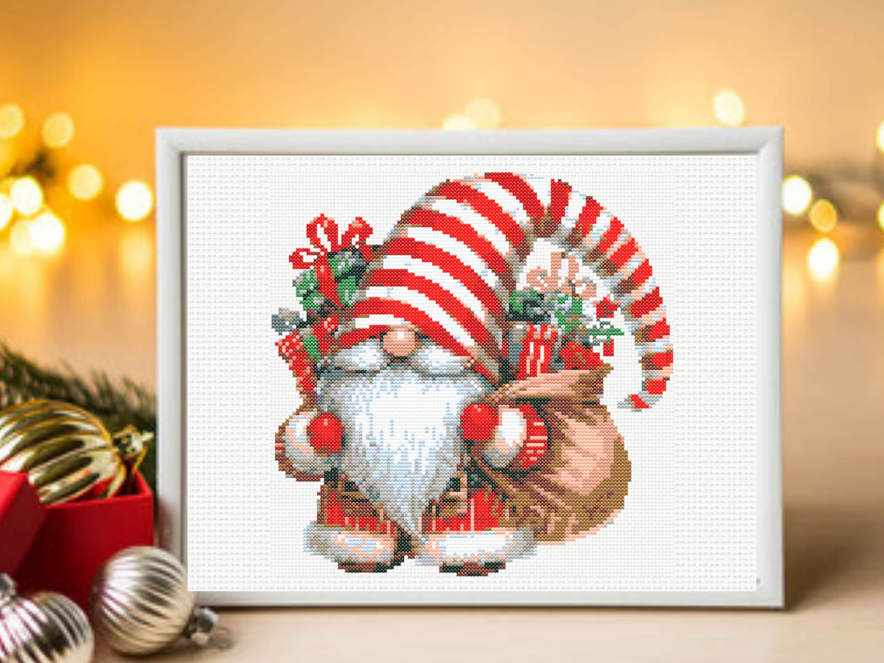 Christmas Gnome Cross Stitch Pattern, Santa Gnome Cross Stitch Pattern ...