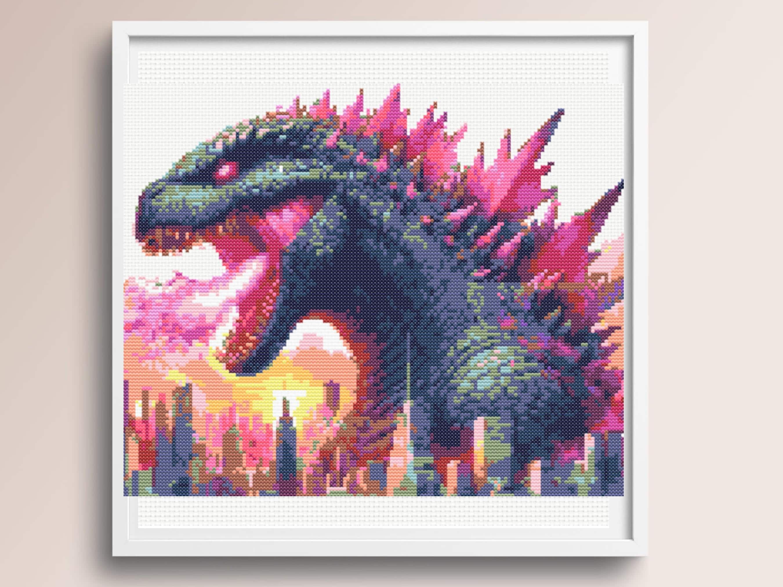 Godzilla Cross Stitch Pattern, Monster Cross Stitch Pattern, Instant ...