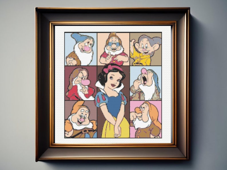Snow White and Seven Dwarfs Cross Stitch Pattern, Instant Download - Etsy