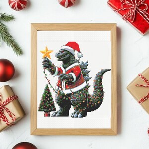 Godzilla Cross Stitch Pattern, Godzilla Christmas Cross Stitch Pattern ...