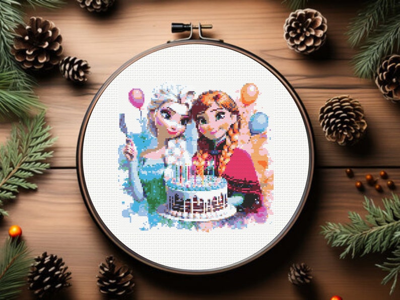 Frozen Cross Stitch Pattern, Anna and Elsa Cross Stitch Pattern Instant ...