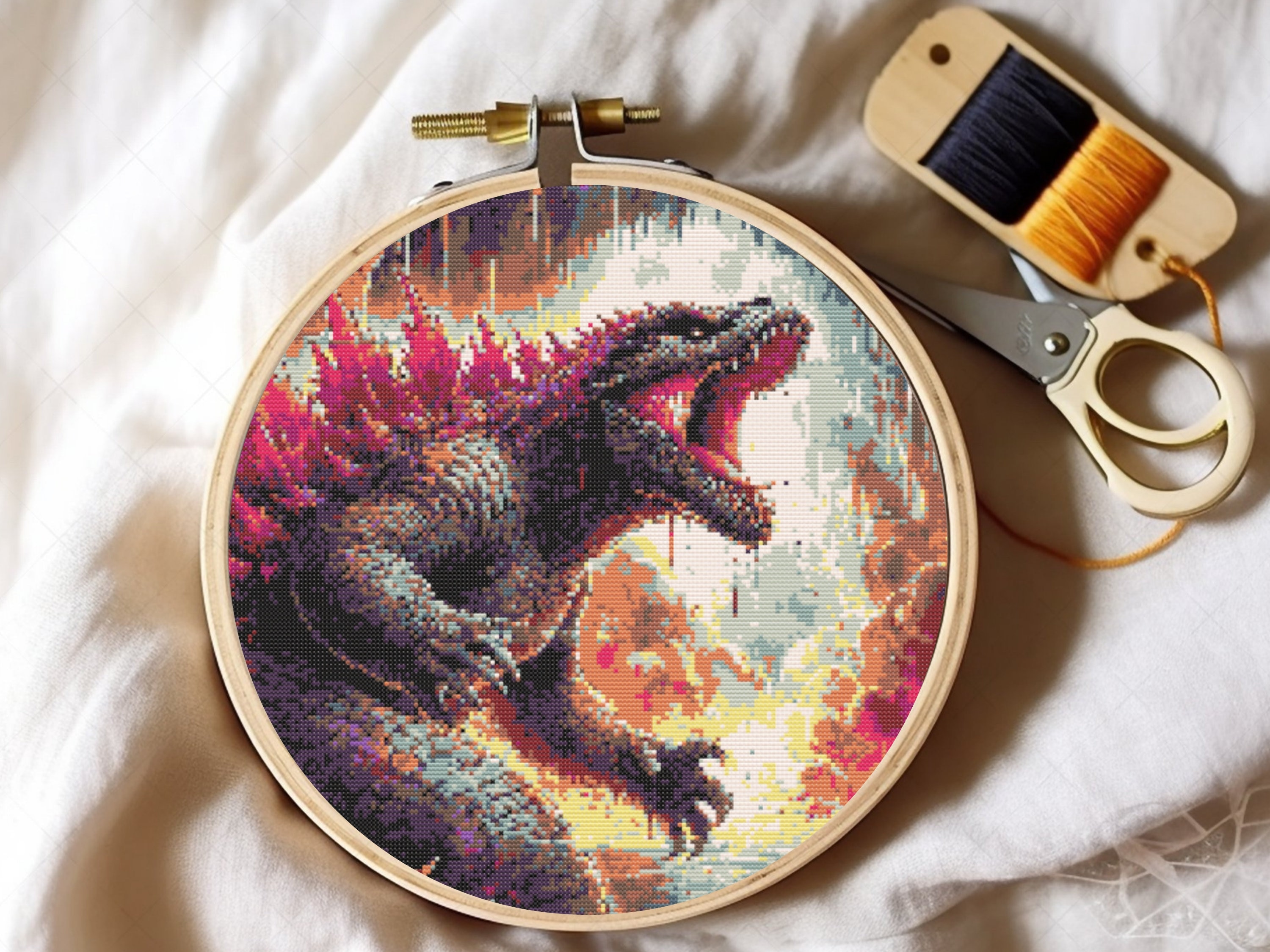 Godzilla Cross Stitch Pattern, Instant Download - Etsy