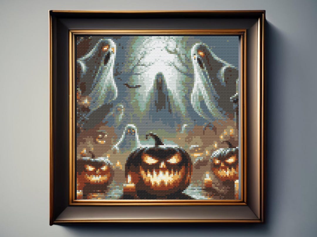 Ghost Cross Stitch Pattern, Halloween Cross Stitch Pattern, Pumpkin ...