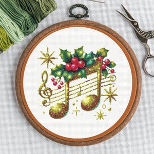Musical Note Cross Stitch Pattern, Christmas Cross Stitch Pattern ...