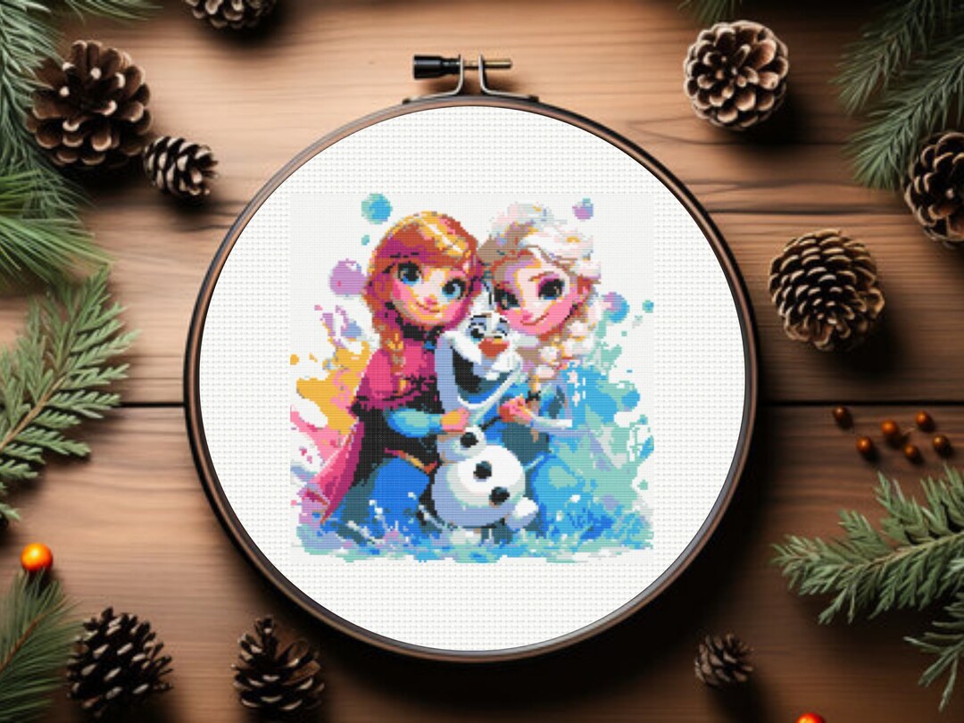 Frozen Cross Stitch Pattern, Princess Elsa, Anna, Olaf Cross Stitch ...