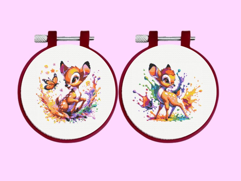 Bambi Cross Stitch Pattern, Baby Deer Cross Stitch Pattern, 2 Bambi ...