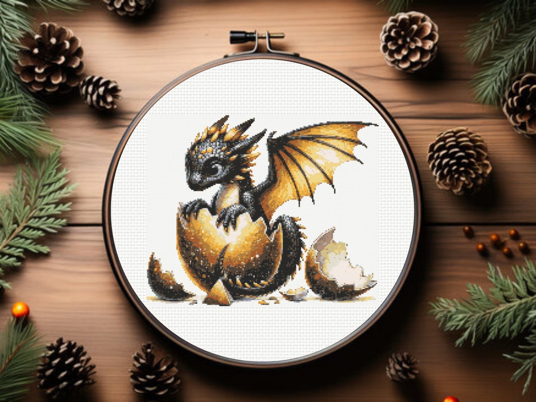 Dragon Cross Stitch Pattern, Baby Dragon Cross Stitch Pattern, Fantasy ...