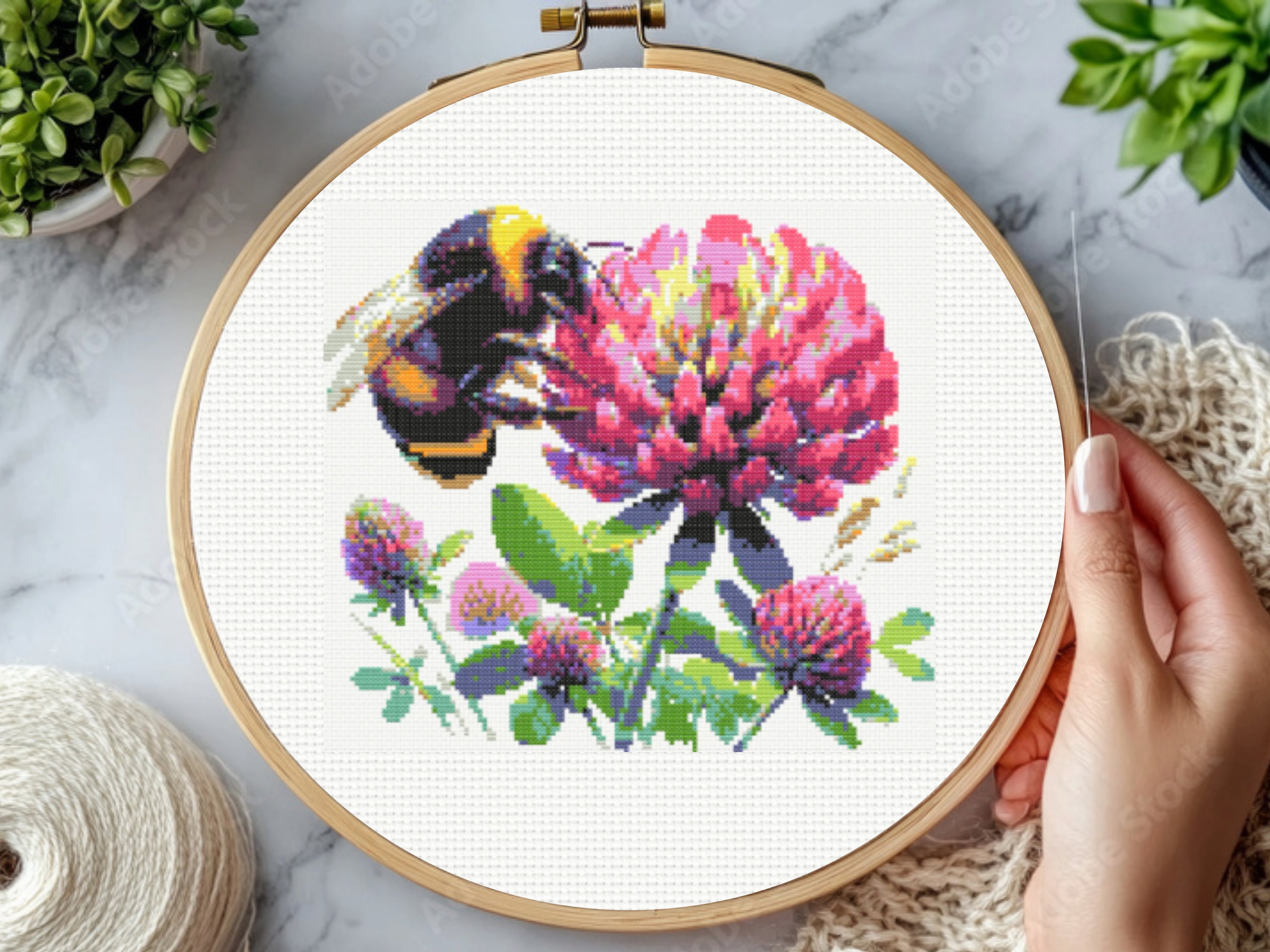Bee Cross Stitch Pattern - Flowercross Stitch Pattern - Honey Bee Cross ...