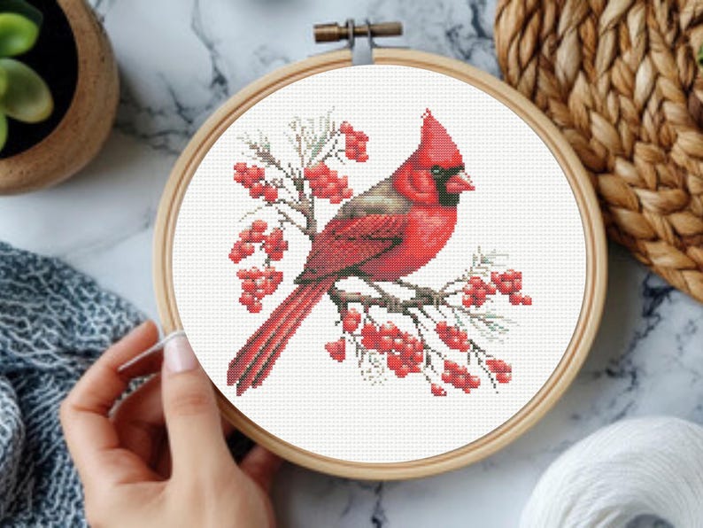 Red Cardinal Cross Stitch Pattern, Bird Cross Stitch Pattern, Animal ...