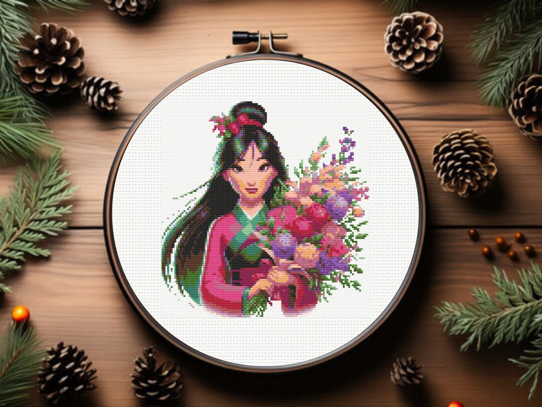 Mulan Cross Stitch Pattern, Asian Princess Mulan Cross Stitch Pattern ...