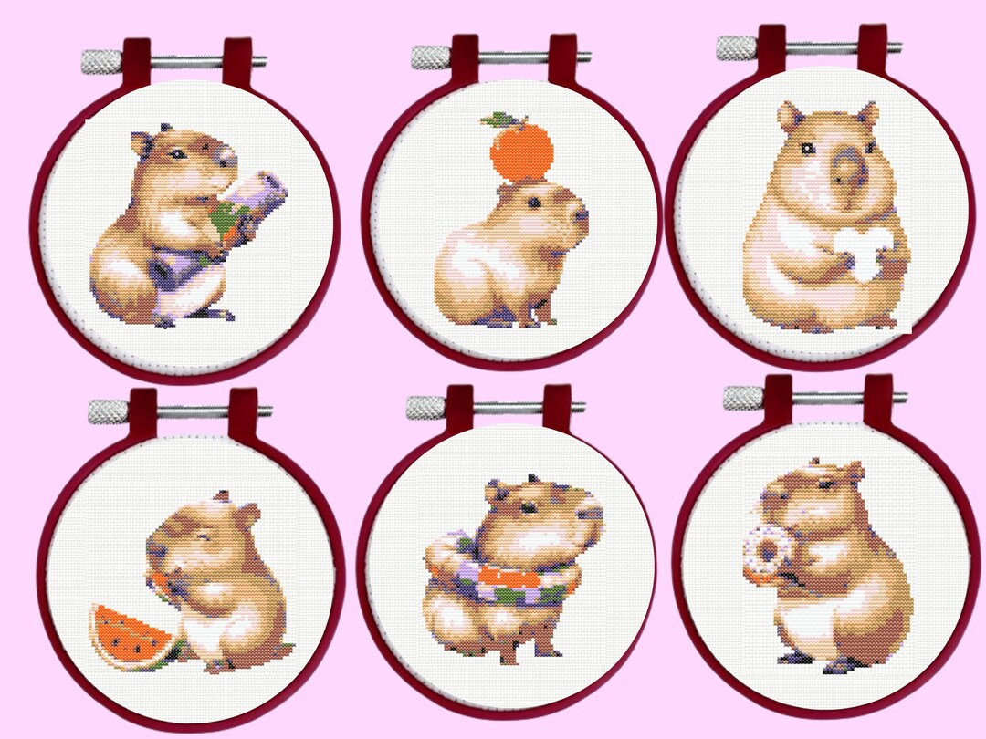 Capybara Cross Stitch Pattern, 6 Capybaras Bundle Set, Instant Download ...