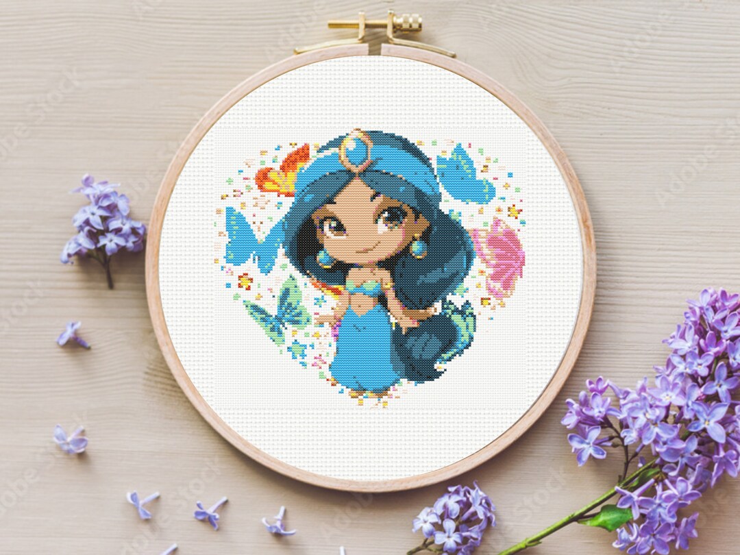 Jasmine Cross Stitch Pattern, Princess Cross Stitch Pattern - Instant ...