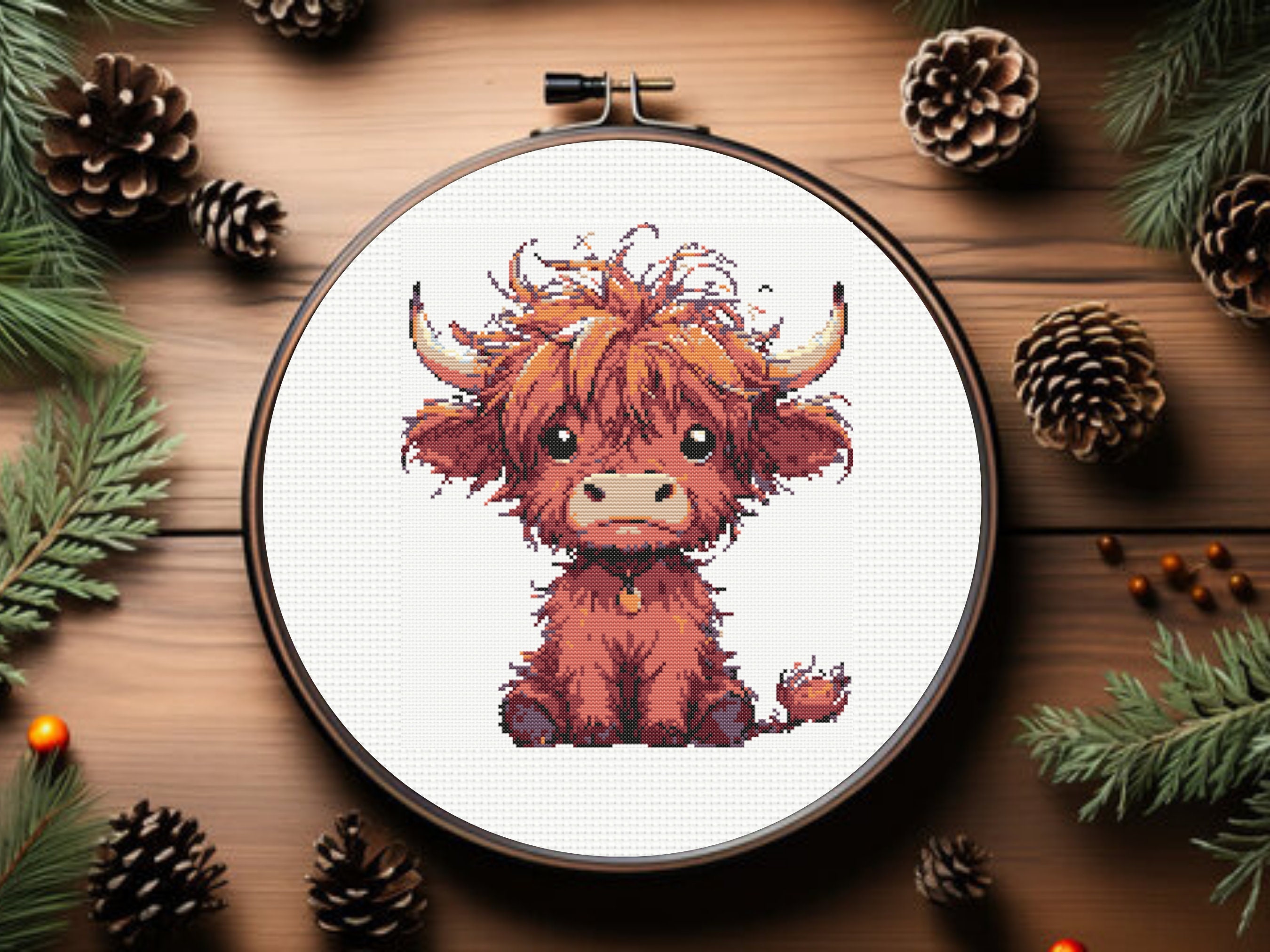 Baby Highland Cow Cross Stitch Pattern, Highland Cow Cross Stitch ...