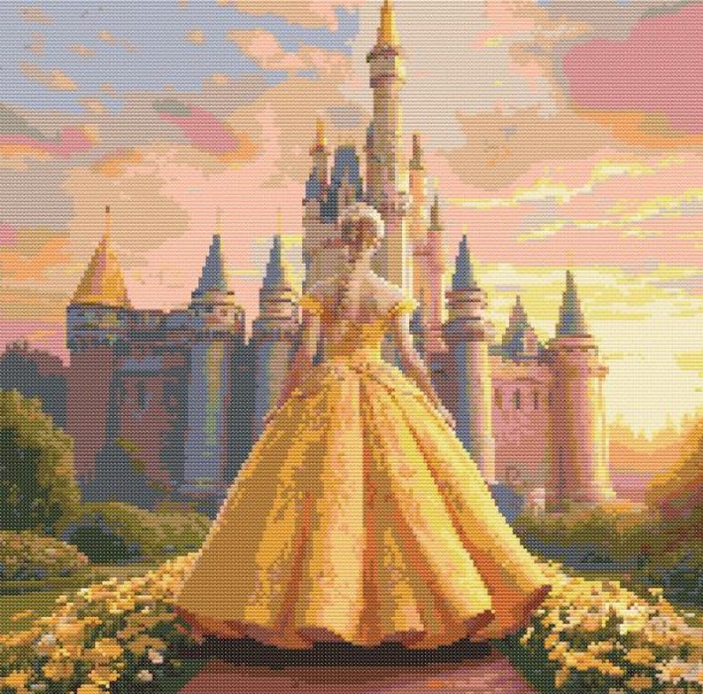 Magical Castle Cross Stitch Pattern, Princess Castle Cross Stitch ...