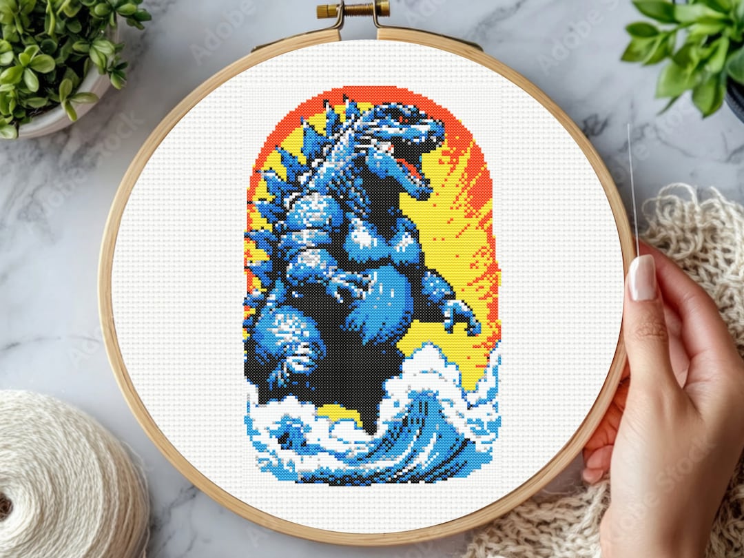 Godzilla Cross Stitch Pattern, Monster Cross Stitch Pattern, Instant ...