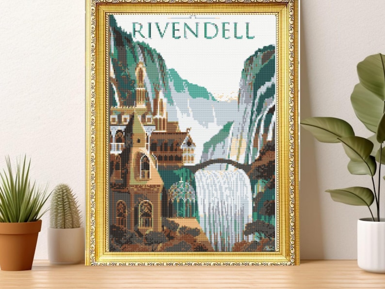 Rivendell Cross Stitch Pattern, Fantasy Earth Cross Stitch Pattern ...