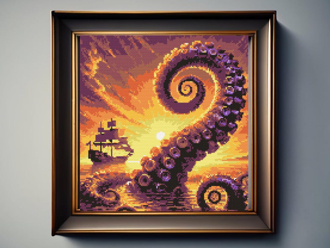 Kraken Cross Stitch Pattern, Sea Monster Cross Stitch Pattern, Instant ...