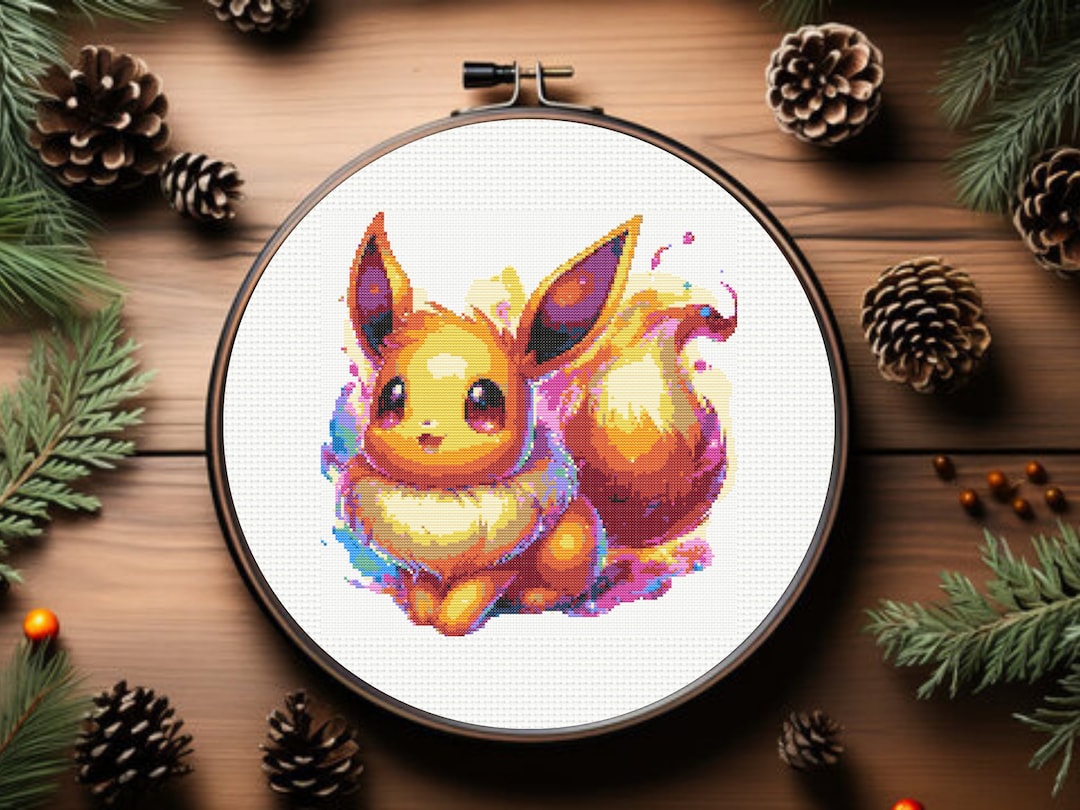 Cute Evolution Cross Stitch Pattern , Fluffy Creature Cross Stitch ...