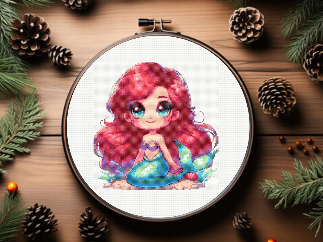 Ariel Cross Stitch Pattern, Little Mermaid, Princess Cross Stitch ...