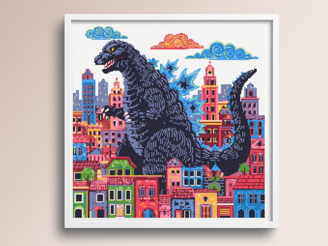 Godzilla Cross Stitch Pattern, Monster Cross Stitch Pattern, Instant ...