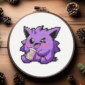 Gengar Cross Stitch Pattern, 12 Pokemon Small Bundle Set, Instant ...