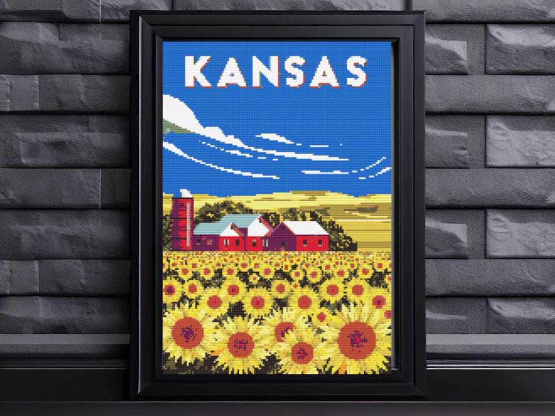Kansas Cross Stitch Pattern, Travel Cross Stitch Pattern, Instant ...
