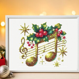Musical Note Cross Stitch Pattern, Christmas Cross Stitch Pattern ...