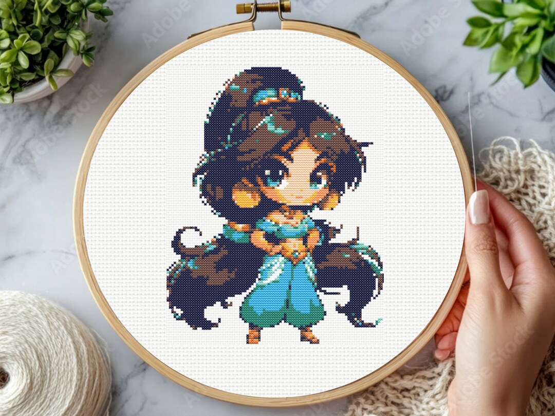 Jasmine Cross Stitch Pattern, Princess Cross Stitch Pattern - Instant ...