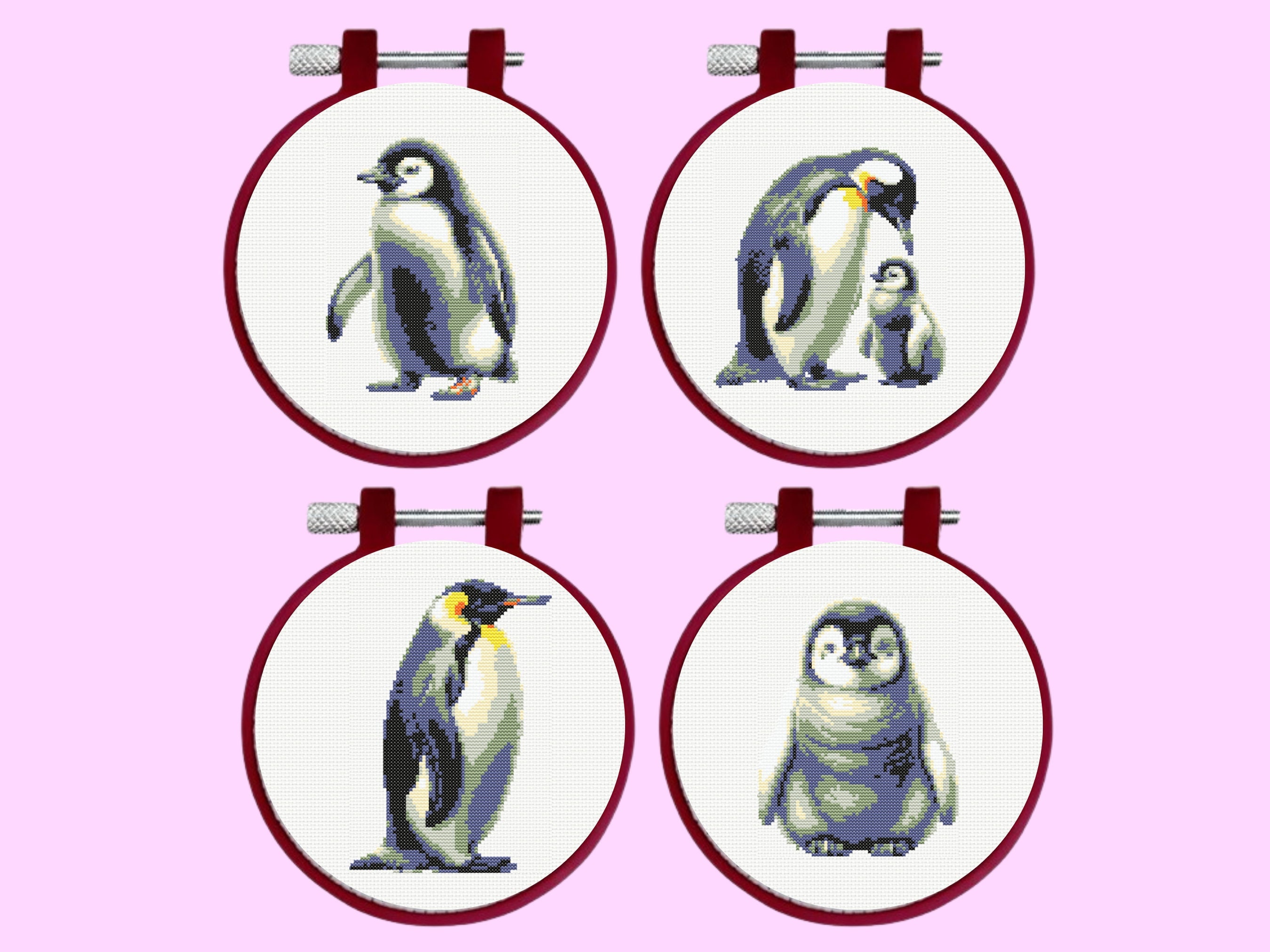 Penguin Cross Stitch Pattern , 4 Penguins Bundle Cross Stitch Patternsi ...