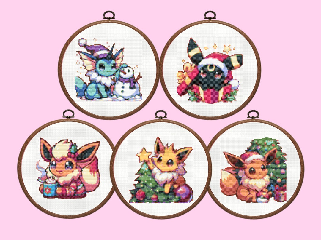Eevee Cross Stitch Pattern, 5 Eeveelution Bundle Set, Pokemon Cross ...