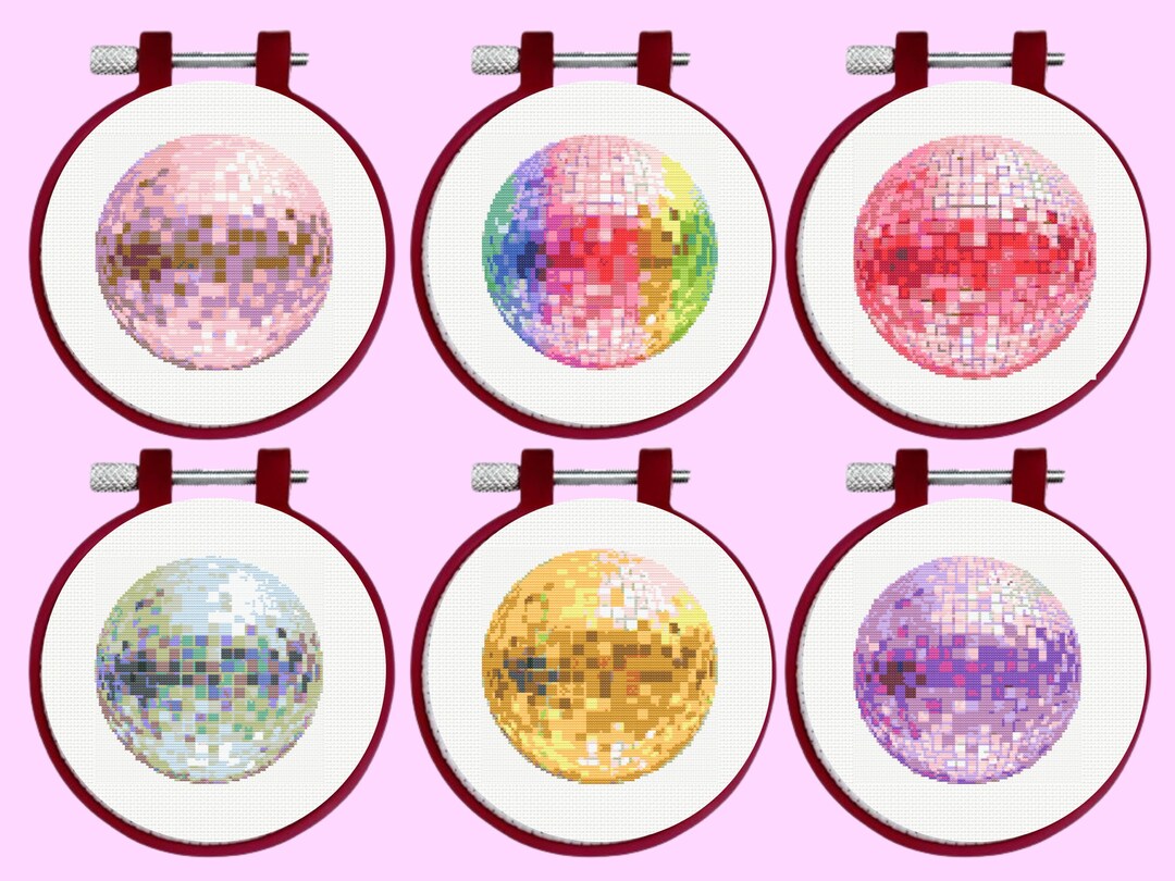 Disco Ball Cross Stitch Pattern, 6 Disco Balls Bundle Set, Instant ...