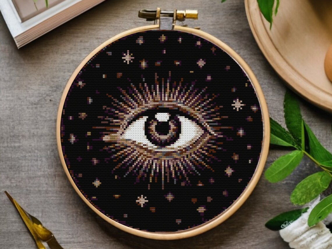 Evil Eye Cross Stitch Pattern, Eye Cross Stitch, House Blessing Cross ...