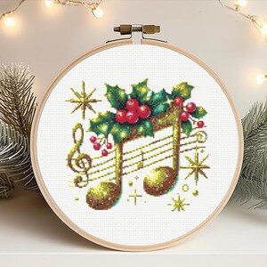 Musical Note Cross Stitch Pattern, Christmas Cross Stitch Pattern ...