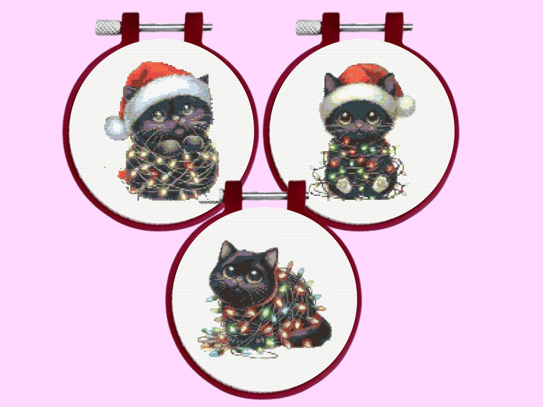Christmas Cats Cross Stitch Pattern, Christmas Cross Stitch , 3 Cute ...