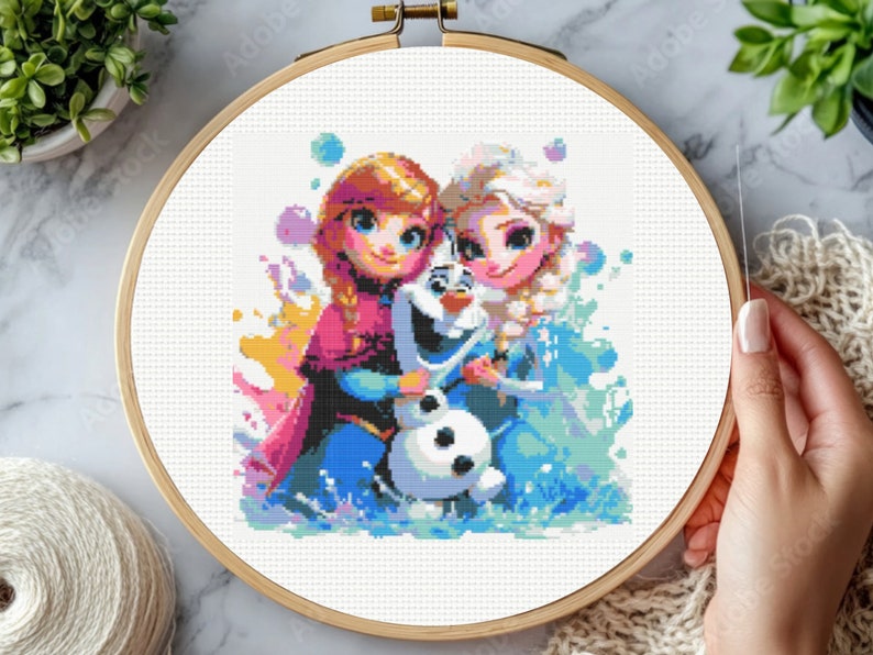 Frozen Cross Stitch Pattern, Princess Elsa and Anna Cross Stitch ...