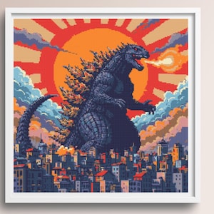 Godzilla Cross Stitch Pattern, Monster Cross Stitch Pattern, Instant ...