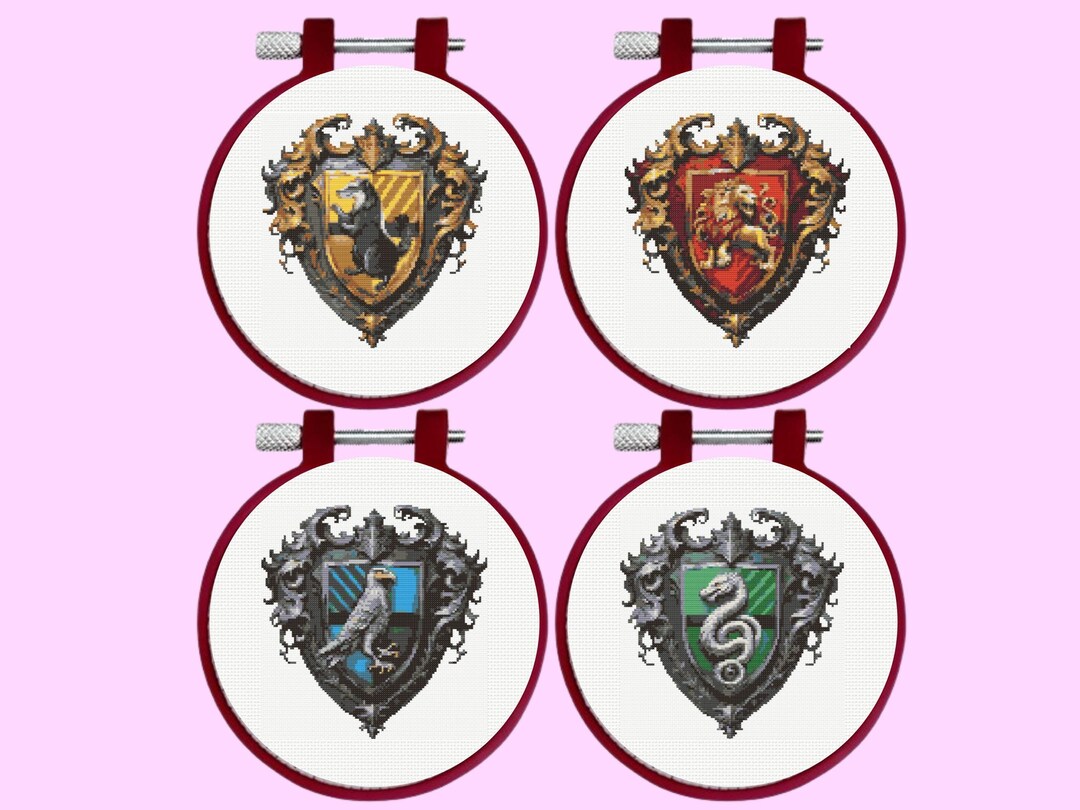 Magic School Houses Crests Cross Stitch Pattern | Wizard School ...